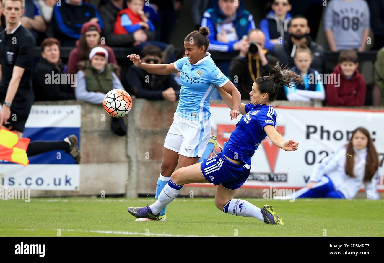 Manchester City Womens' Nikita Parris (left) and Chelsea Ladies' Claire ...