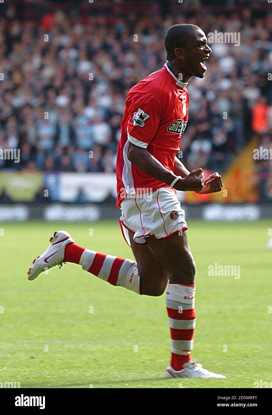 Charlton Athletic's Darren Bent celebrates his first goal Stock Photo ... Charlton Athletic's Darren Bent celebrates his first goal Stock Photo ...