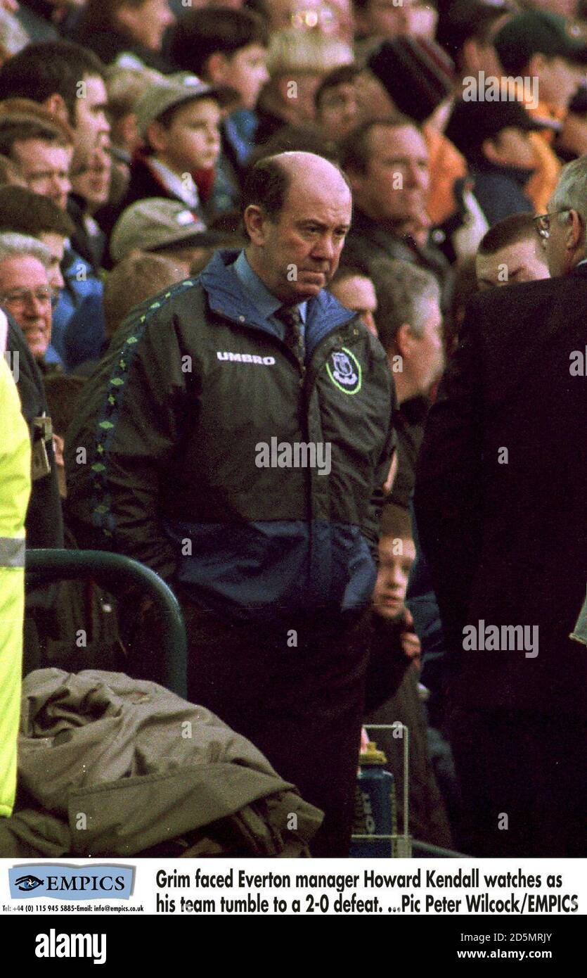 Everton manager Howard Kendall watches as his team tumble to a 2-0 ...
