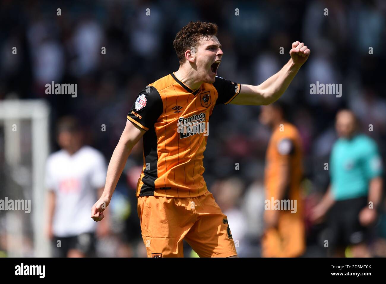 Hull City's Andrew Robertson celebrates scoring his side's third goal ...