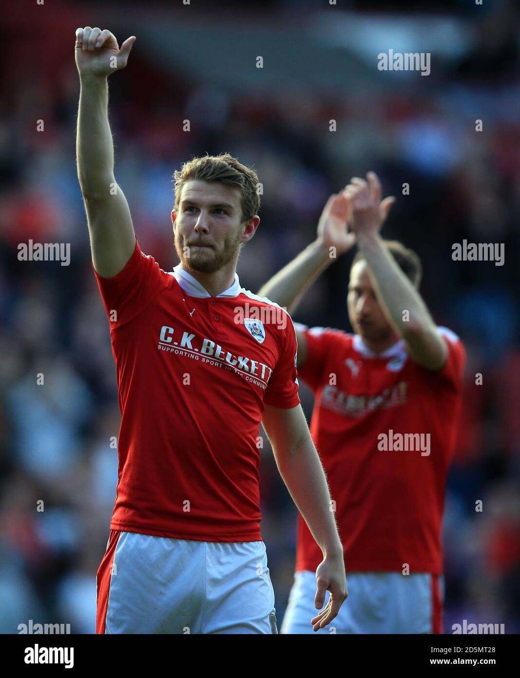 Barnsley's goalscorer Sam Winnall celebrates at the end of the game ...