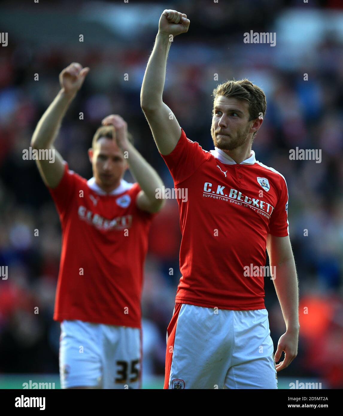Barnsley's goalscorer Sam Winnall celebrates at the end of the game ...