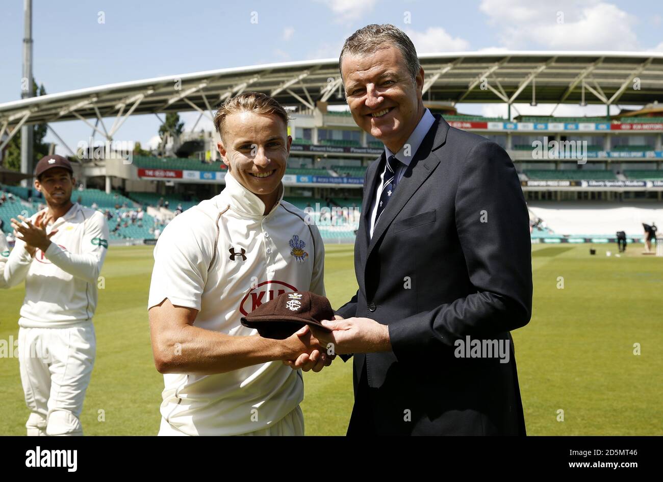 Surrey's Thomas Curran is awarded his first XI Cap by Chairman Richard ...