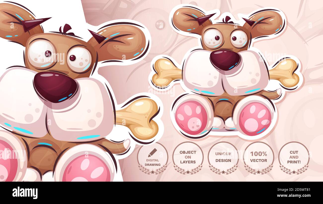 Dog with bone - cute sticker Stock Vector Image & Art - Alamy