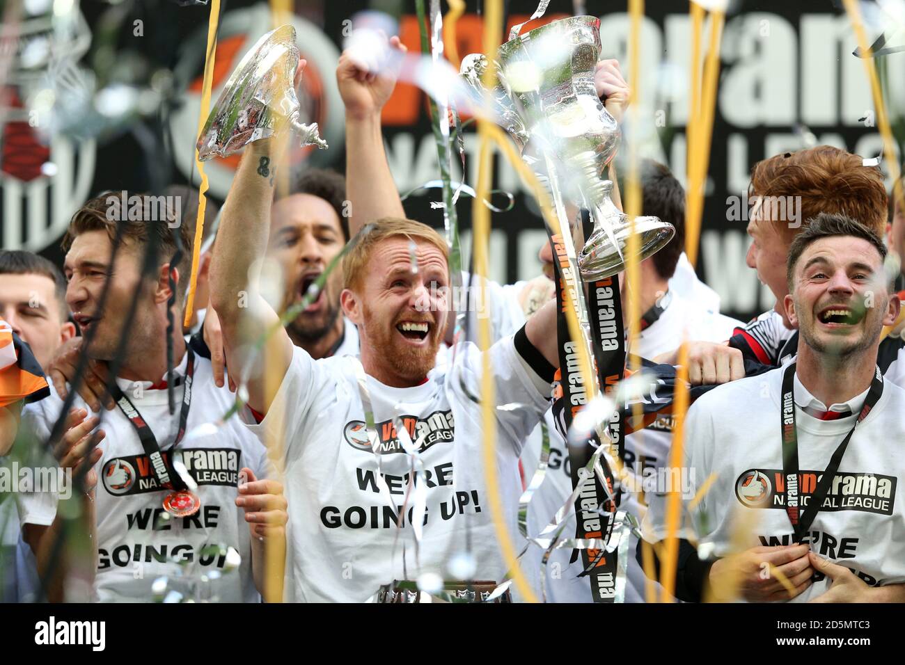 Grimsby Town's Captain Craig Disley celebrates with the trophy Stock ...