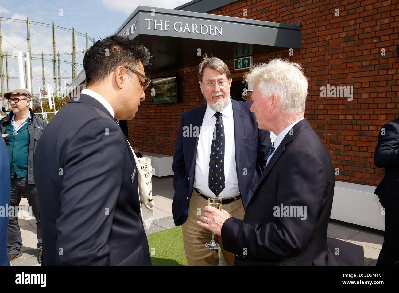 Guests on the terrace garden of the Peter May Stand Stock Photo - Alamy