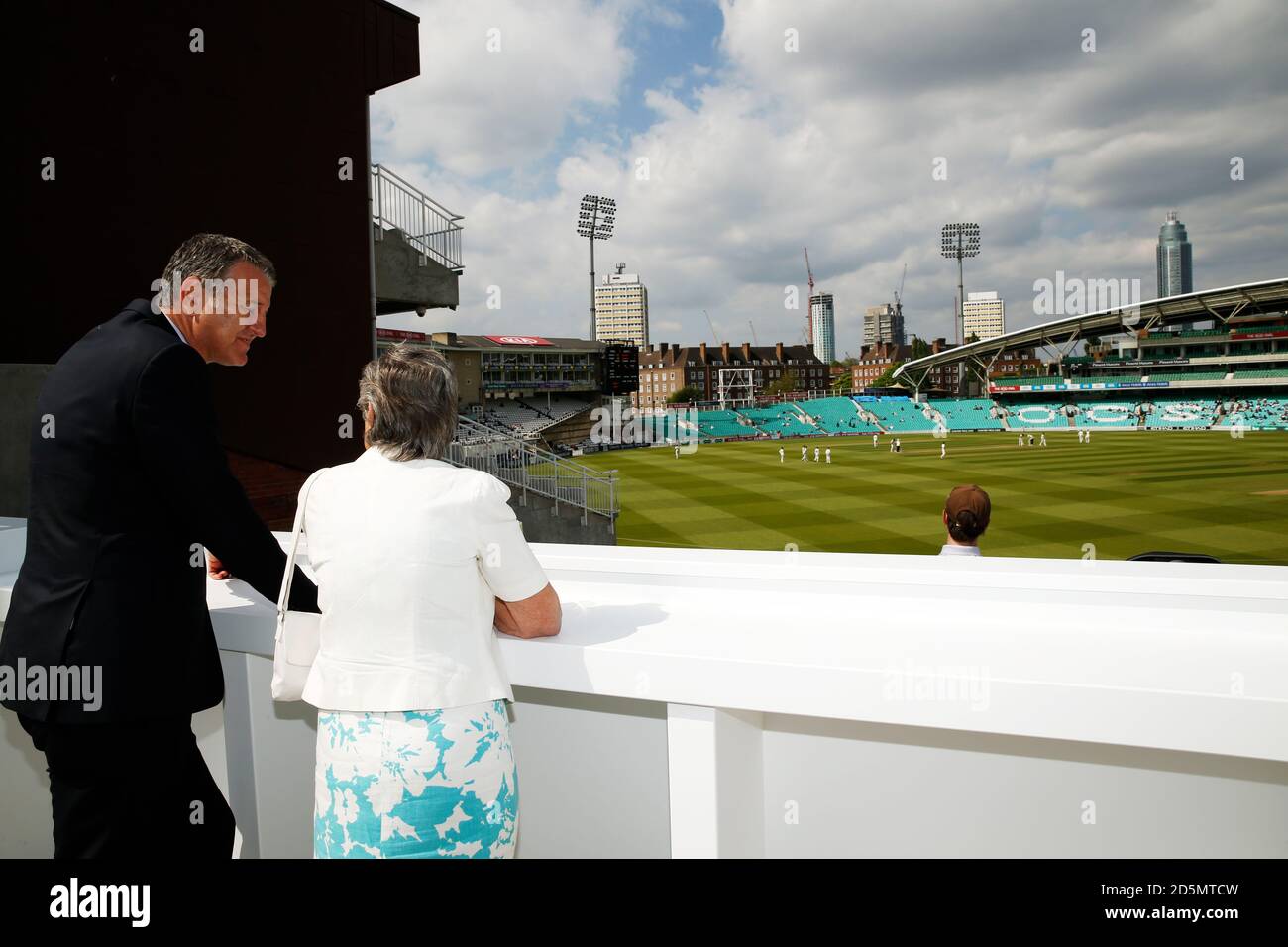 Virginia May (right) with Surrey Chairman Richard Thompson on the roof ...
