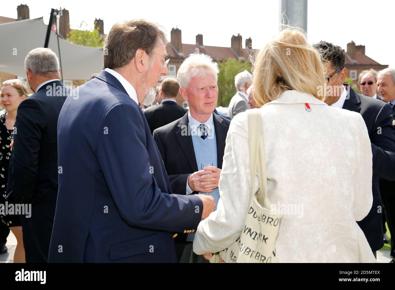 Guests on the terrace garden of the Peter May Stand Stock Photo - Alamy