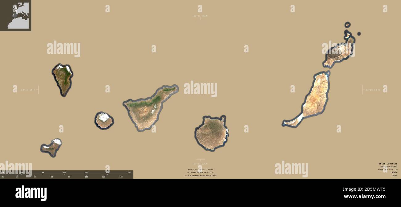 Islas Canarias, autonomous community of Spain. Sentinel-2 satellite ...