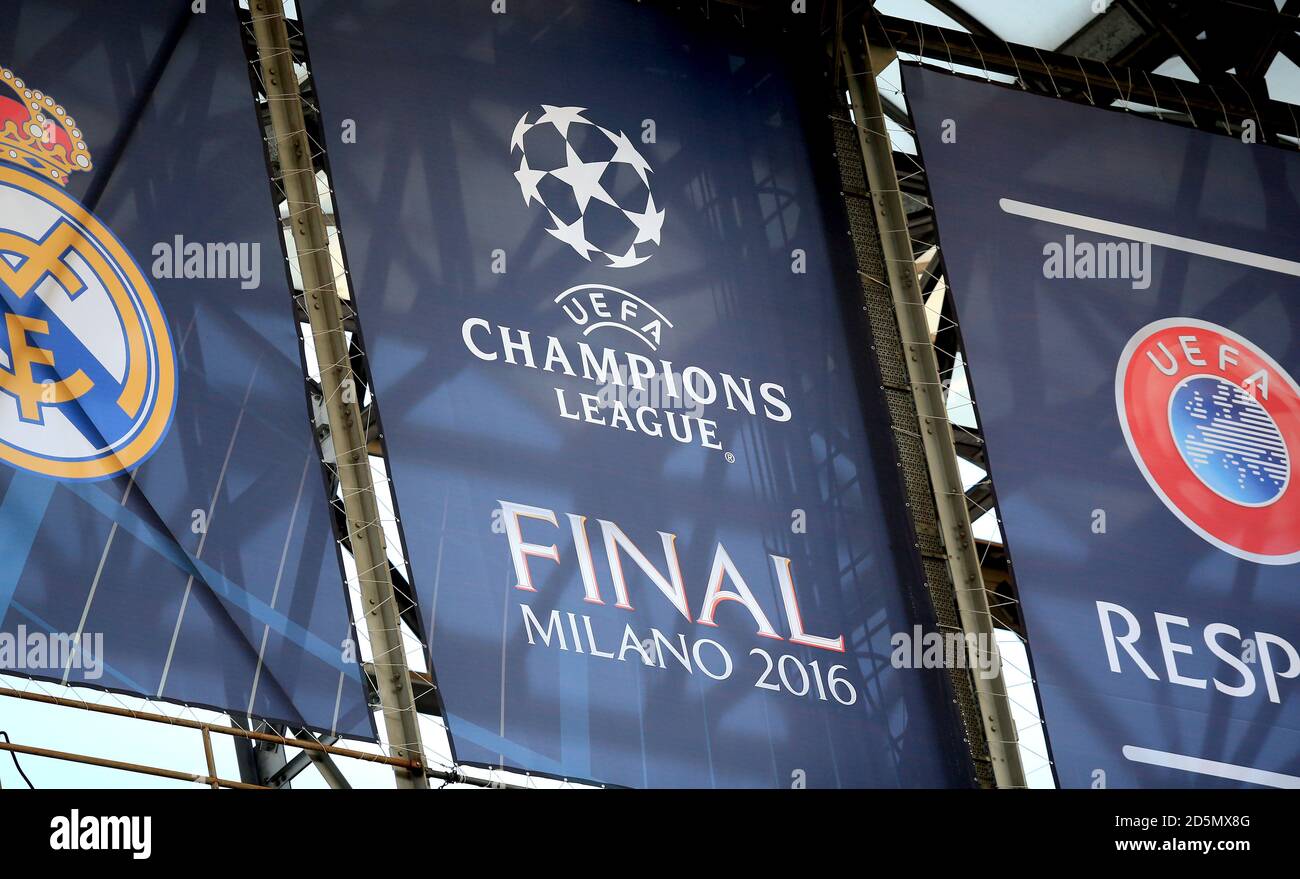 A general view of UEFA Champions League Final branding Stock Photo - Alamy