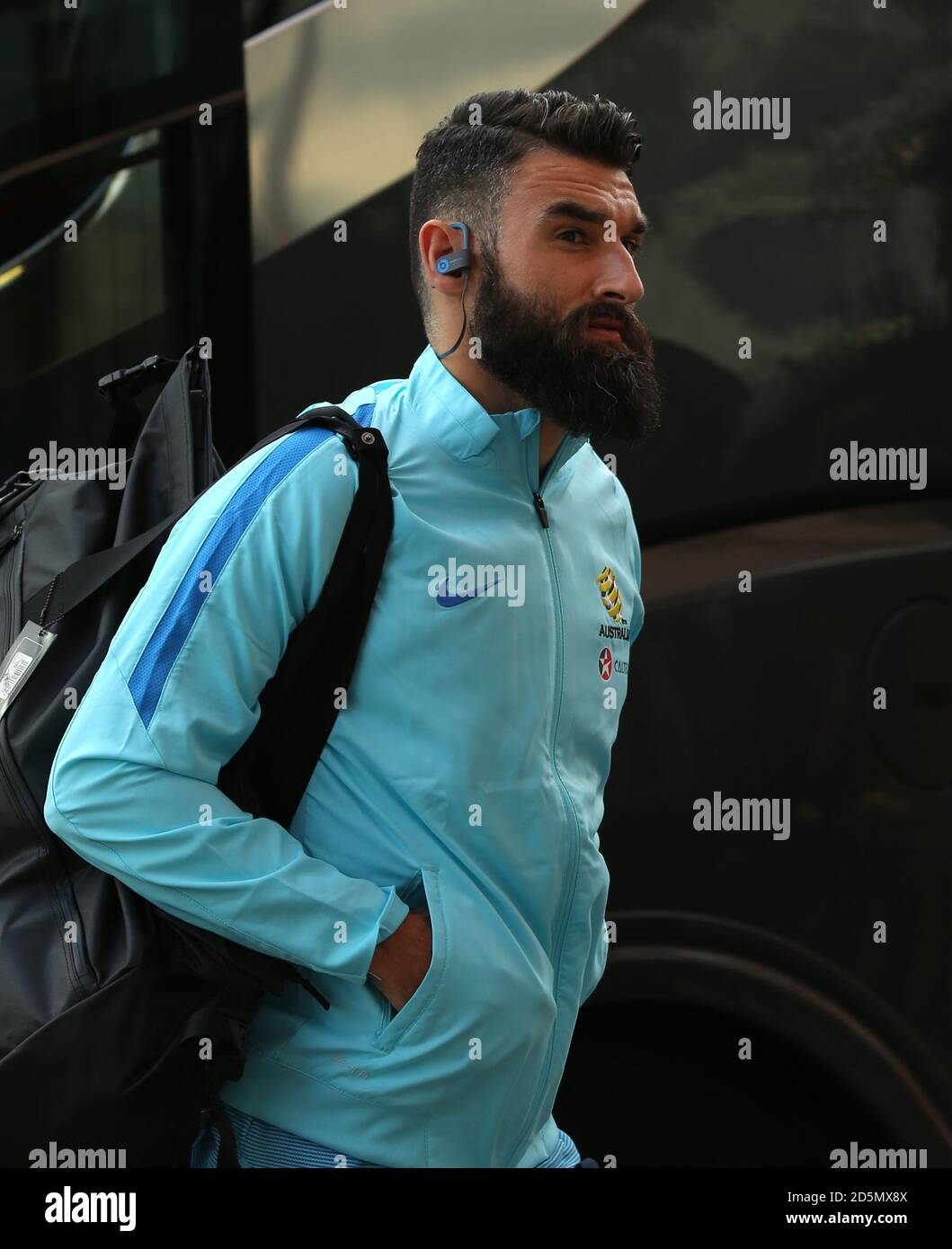 Australia's Mile Jedinak gets off the team bus Stock Photo - Alamy