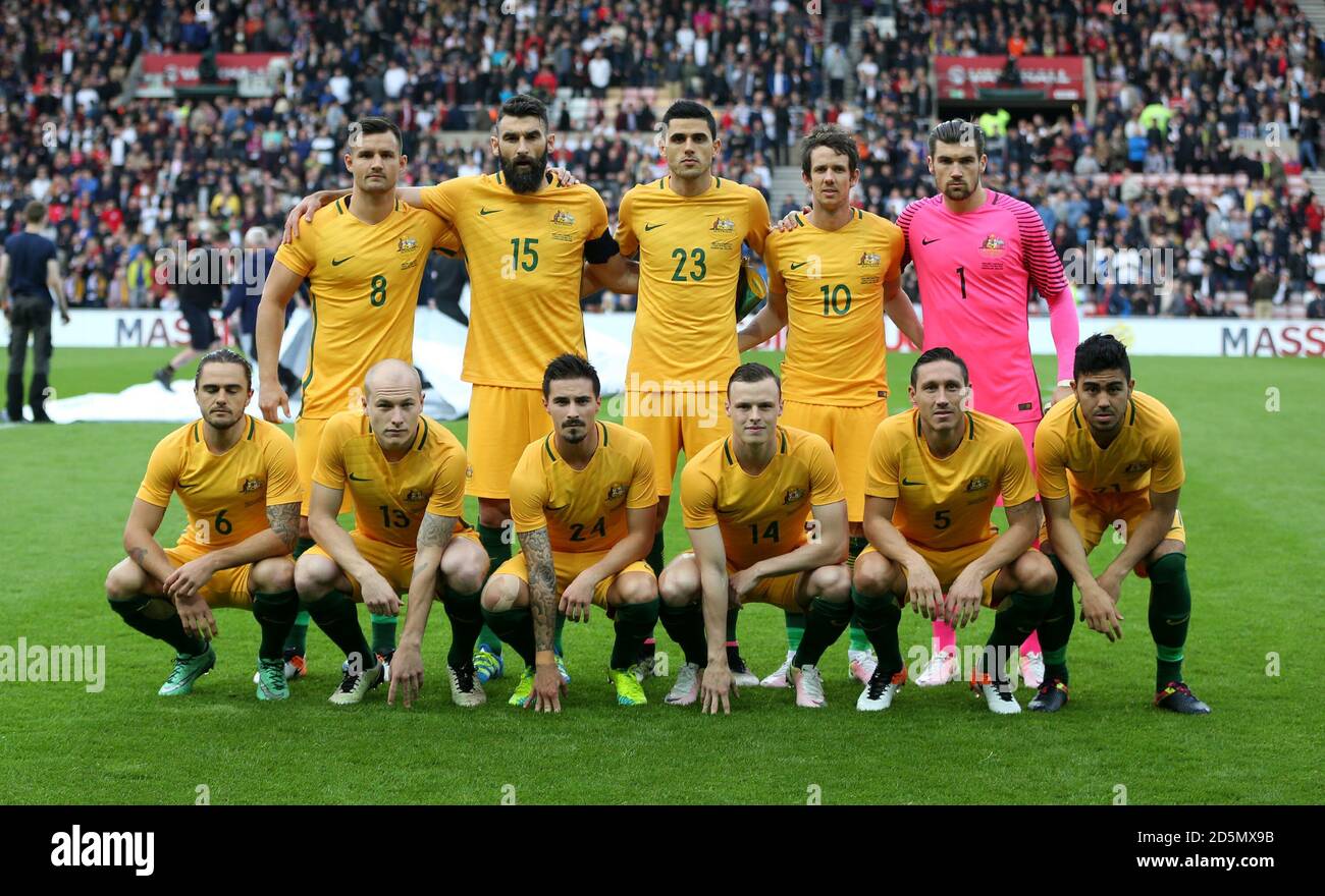 Australia pose for team photo prior to kick off Stock Photo - Alamy