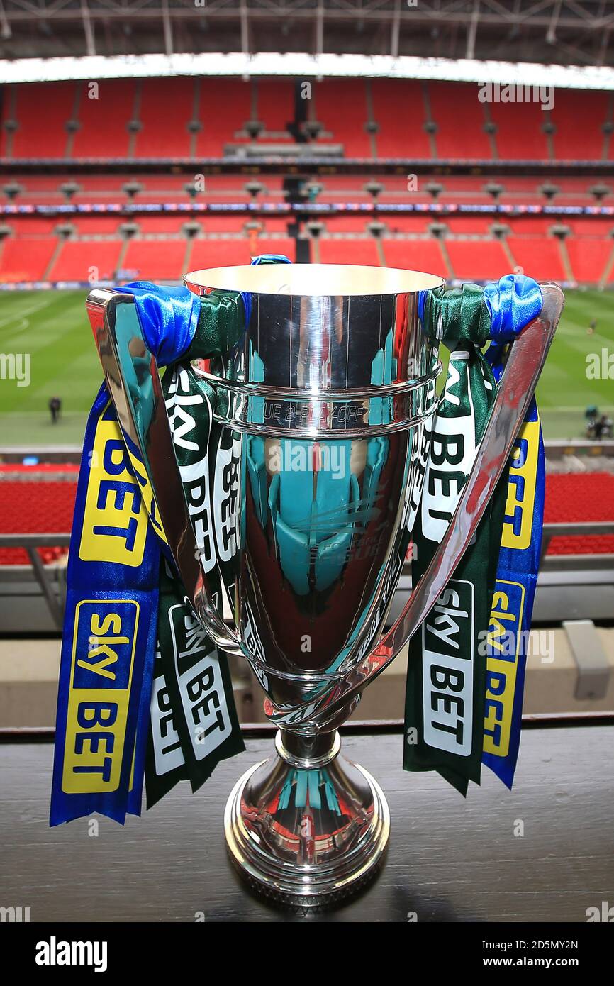 The Sky Bet League Two Play Off trophy at Wembley Stadium Stock Photo ...
