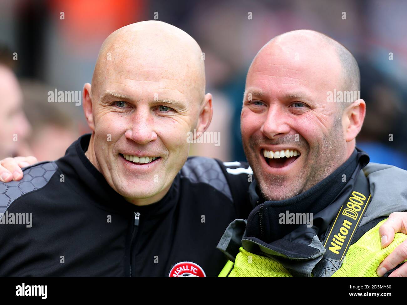 Walsall Manager Jon Whitney with a photographer Stock Photo - Alamy