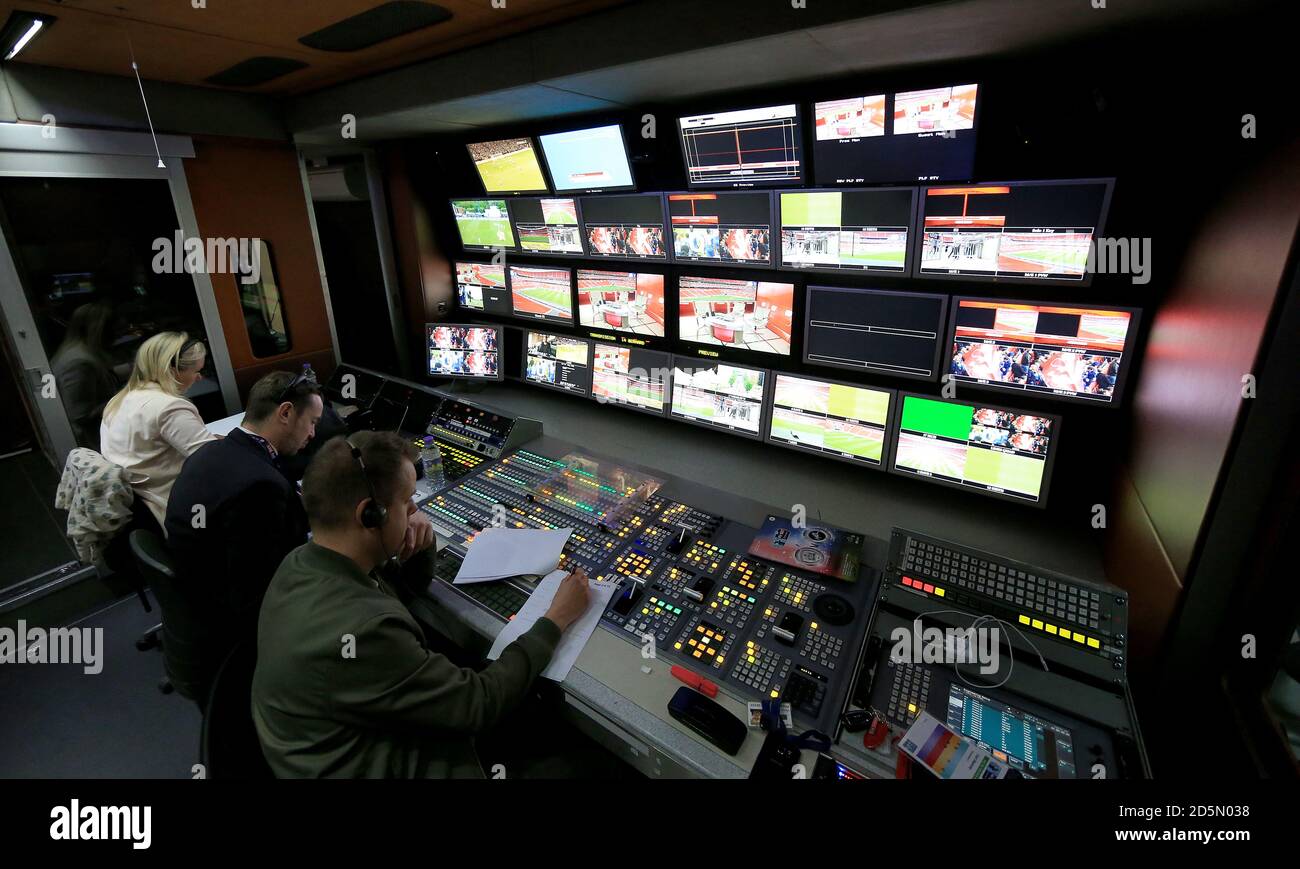 People at work in a Production studio at Wembley Stadium Stock Photo ...
