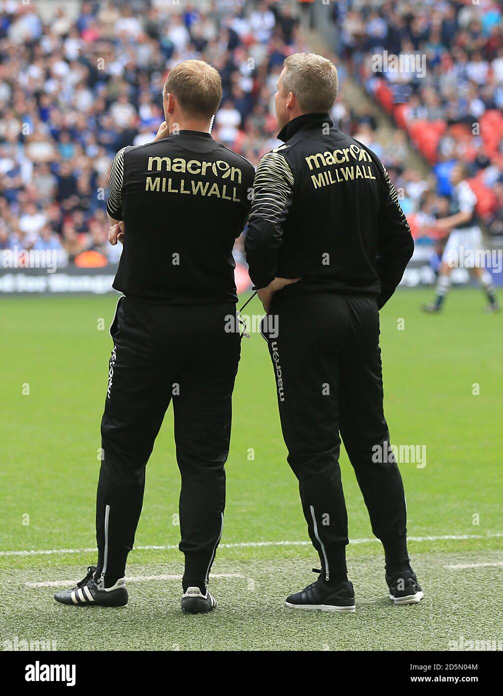 Millwall coaching staff watch the match from the touchlines Stock Photo ...