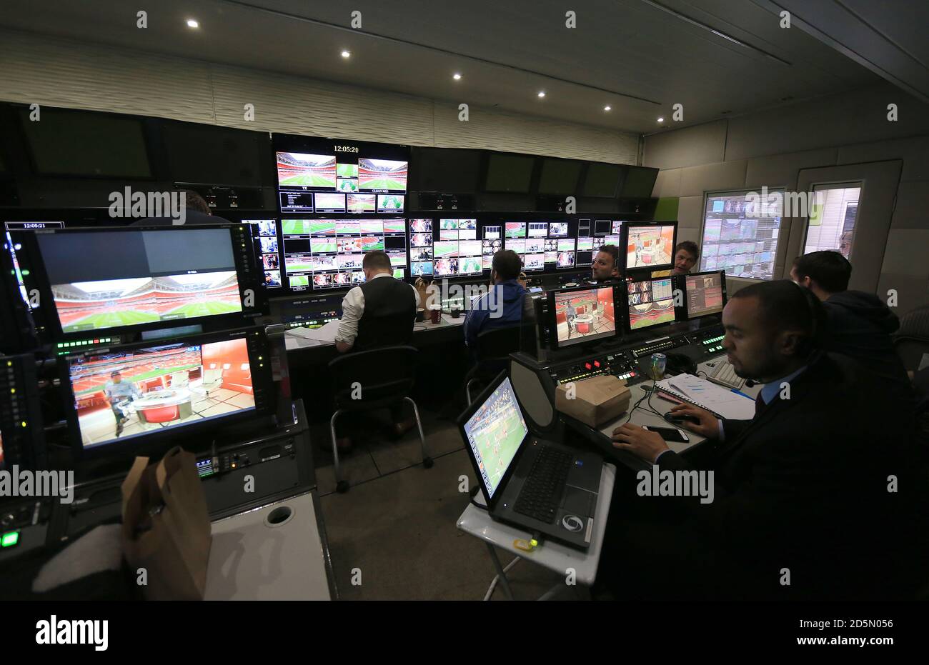 People at work in television vans Stock Photo - Alamy