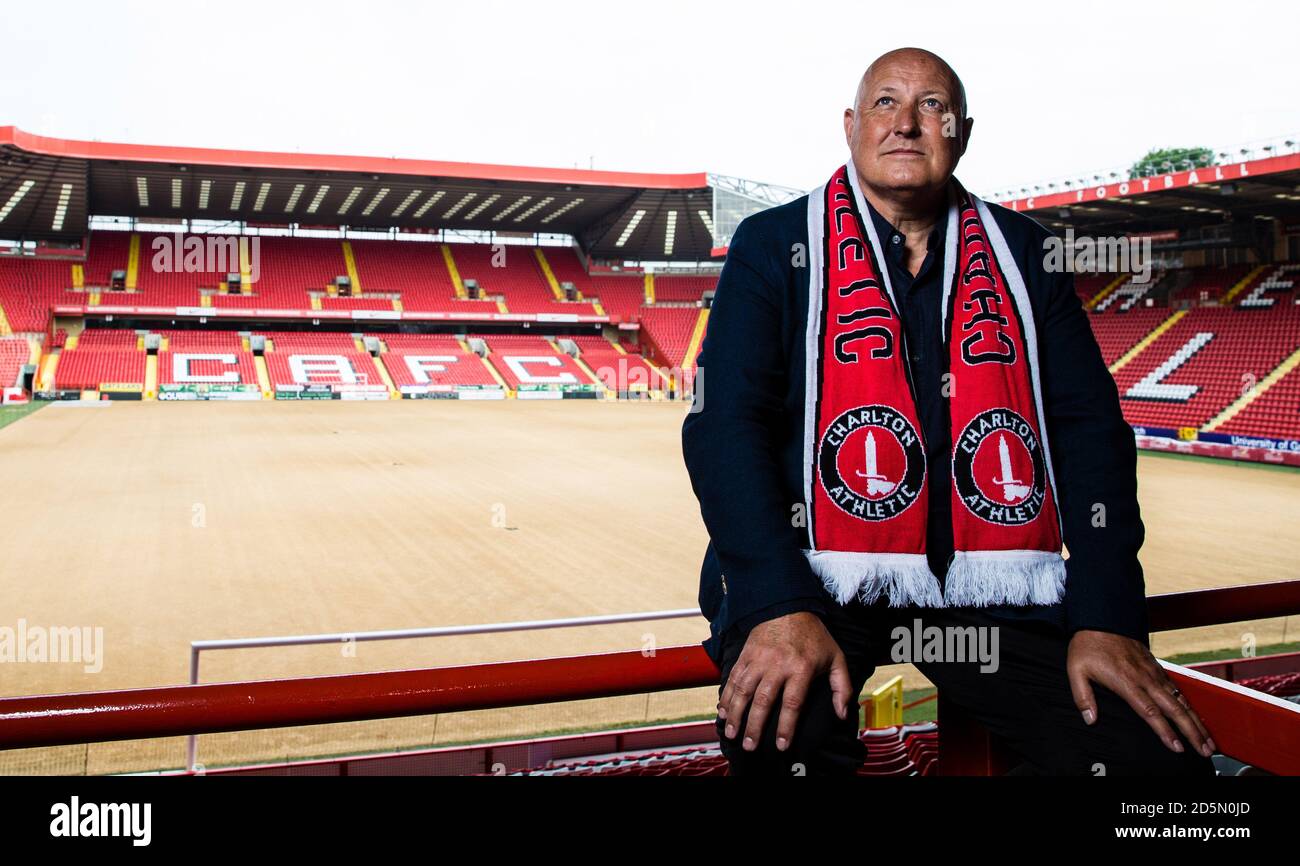 Charlton Athletic manager Russell Slade poses after his unveiling Stock ...