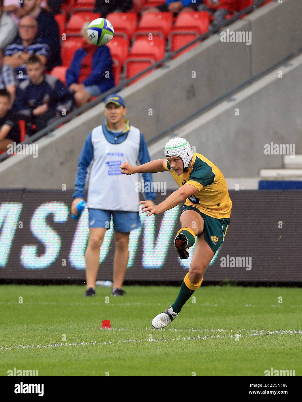 Australia's Mack Mason converts a try during the Under 20's Rugby Union ...