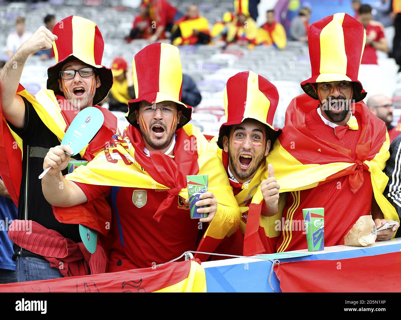 Spain fans soak up the atmosphere at the Stadium de Toulouse Stock ...