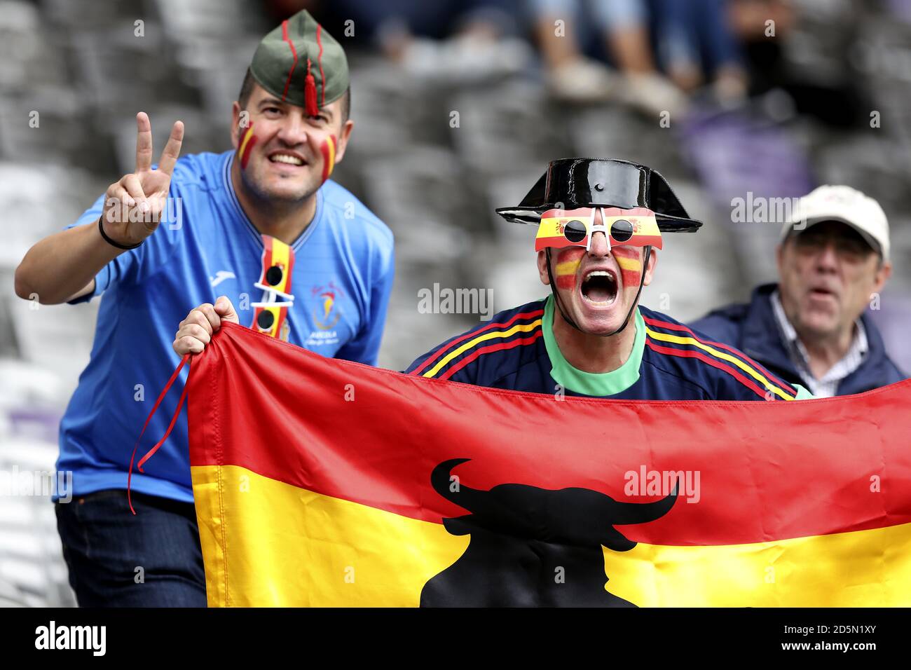 Spain fans soak up the atmosphere at the Stadium de Toulouse Stock ...