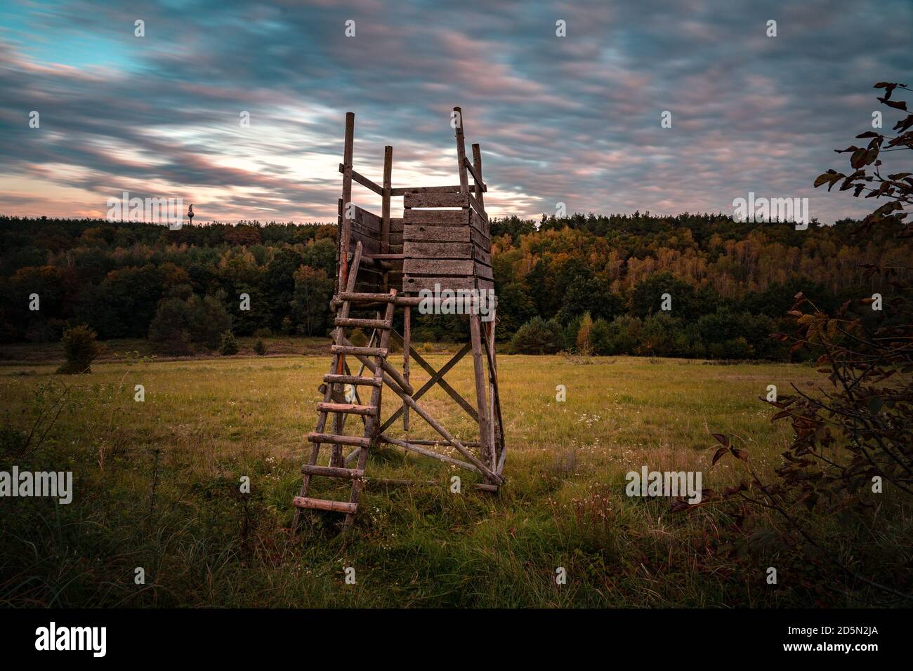 hunting hut ambush in the nature with long exposure sky in Őrség ...