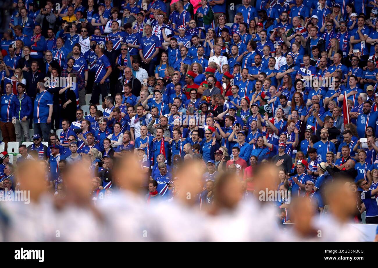 Iceland fans in the stands Stock Photo - Alamy