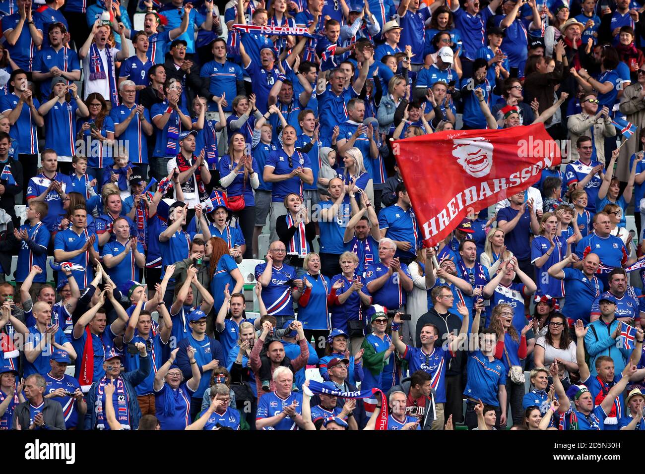 Iceland fans in the stands Stock Photo - Alamy