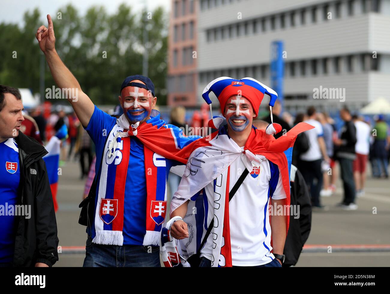 Slovakia fans show support for their team outside the stadium Stock ...