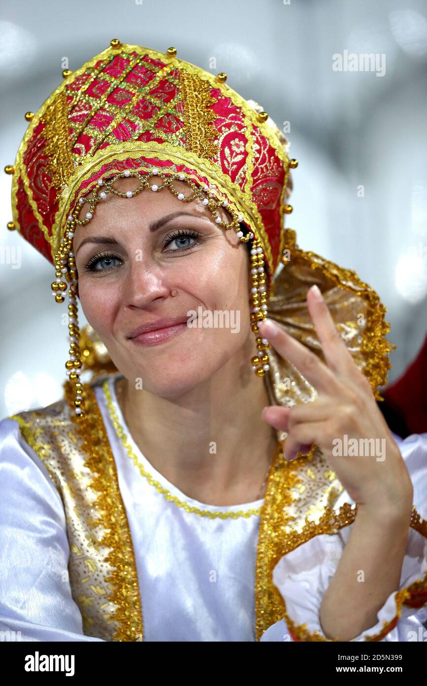 A football fan in traditional dress in the stands Stock Photo - Alamy