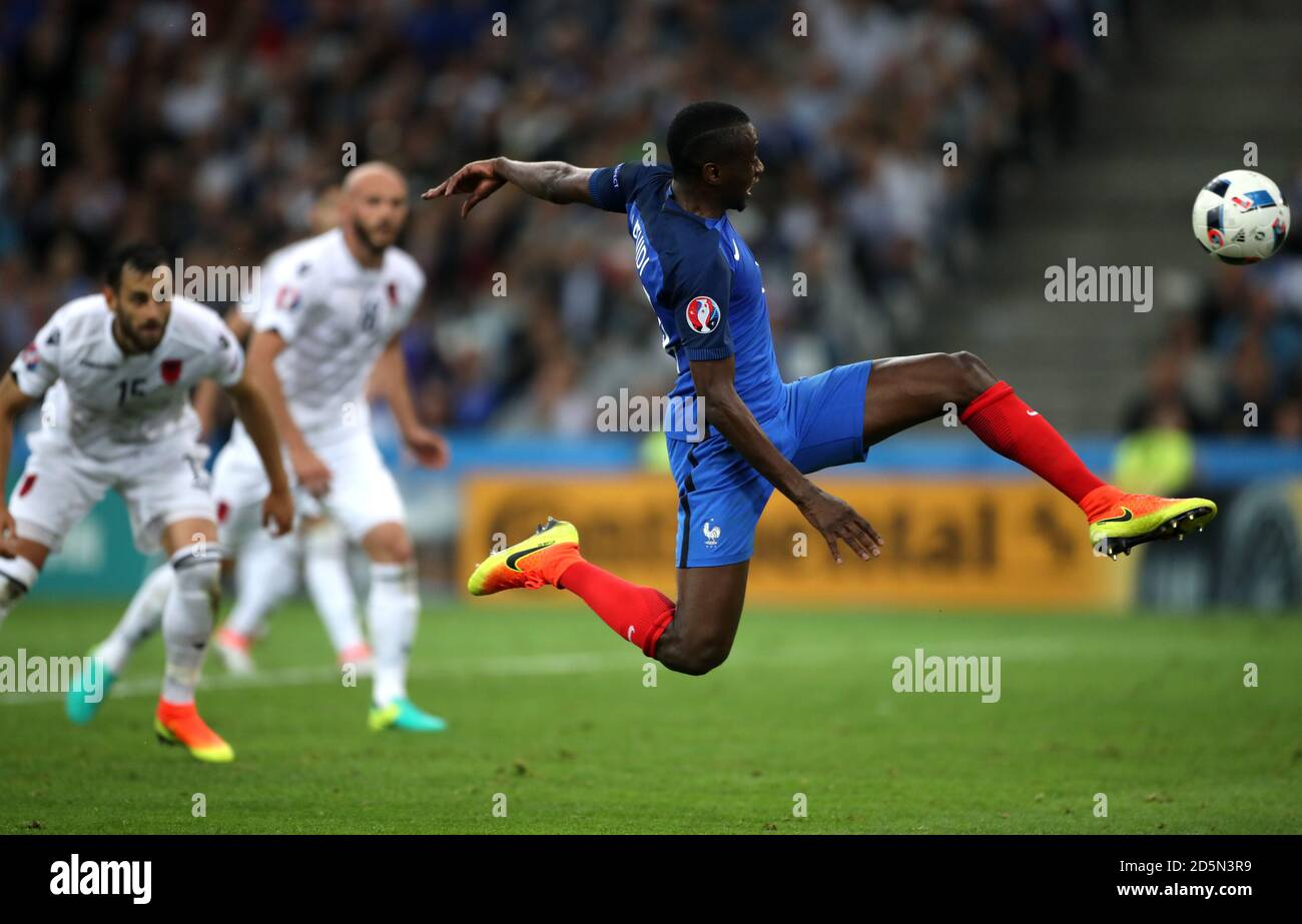 France's Blaise Matuidi stretches to reach the ball in the air Stock ...