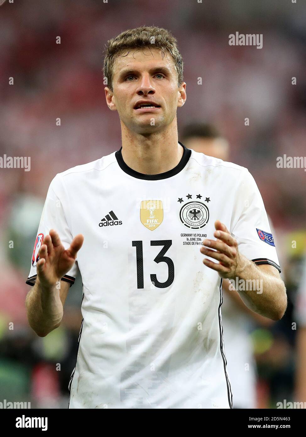 Germany's Thomas Muller reacts after the final whistle Stock Photo - Alamy