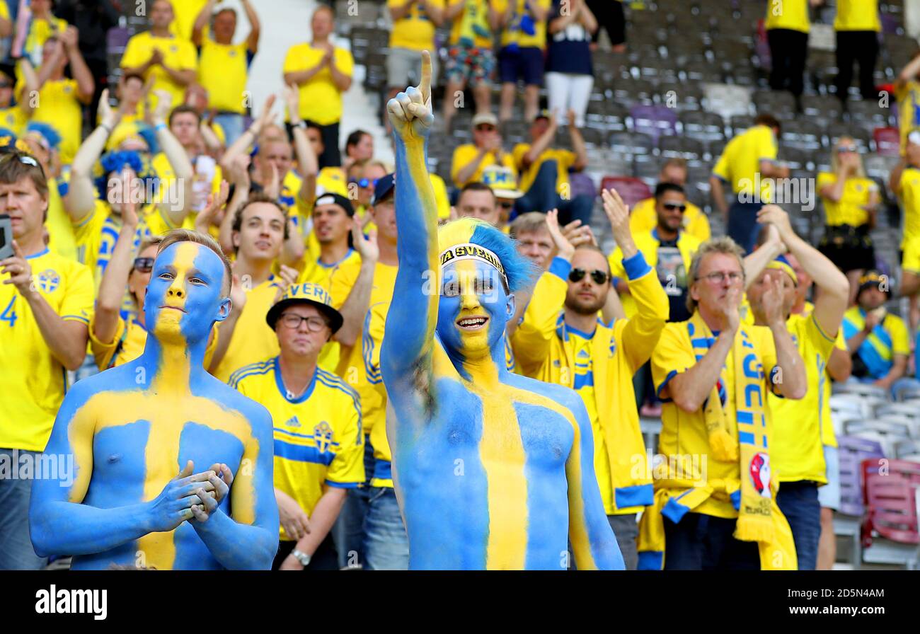 Sweden fans in the stands prior to the match Stock Photo - Alamy