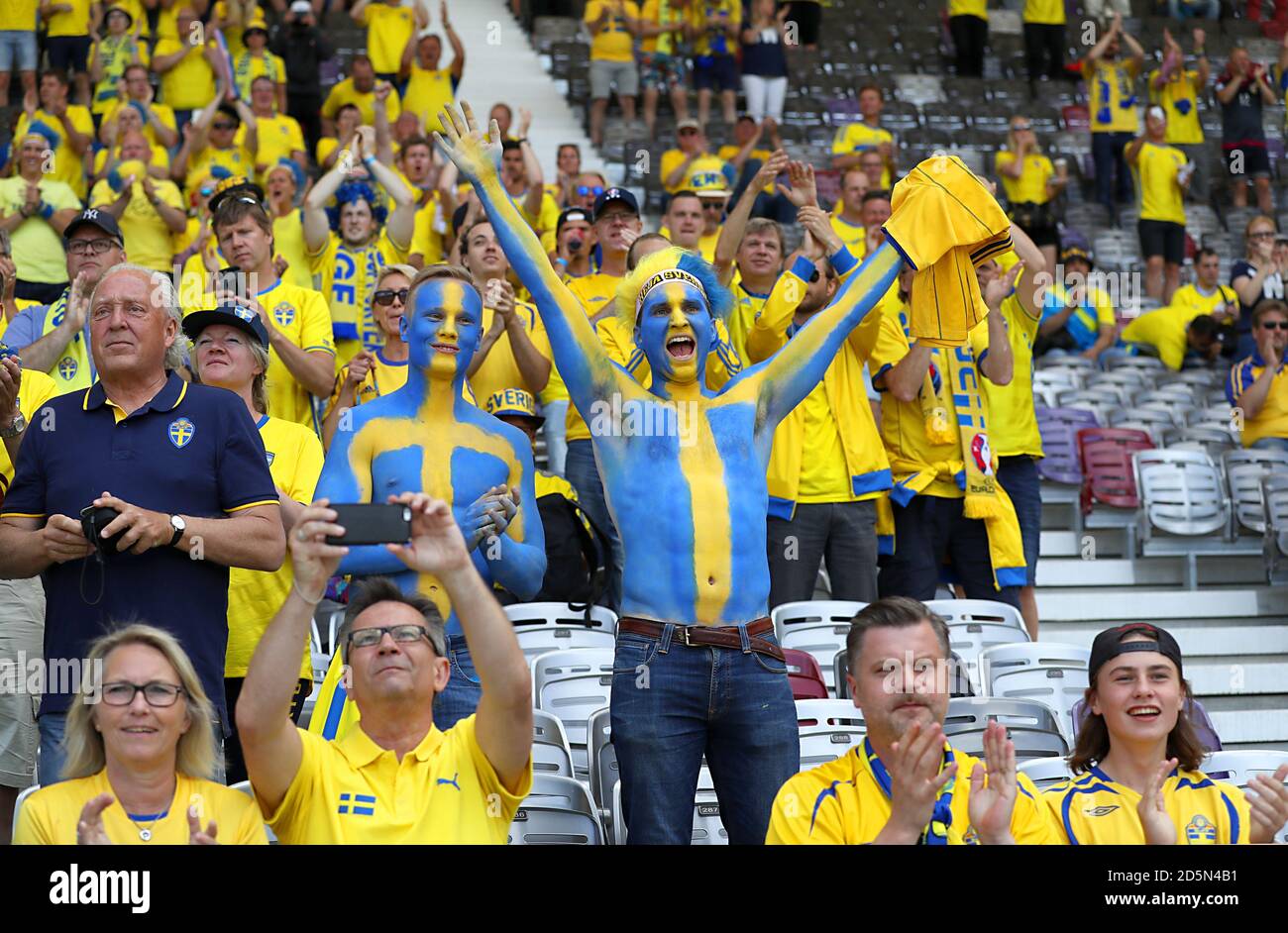 Sweden fans in the stands prior to the match Stock Photo - Alamy