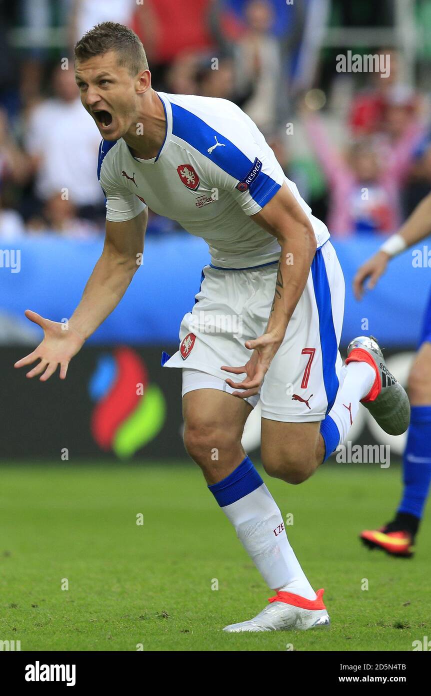 Czech Republic's Tomas Necid celebrates scoring Stock Photo - Alamy