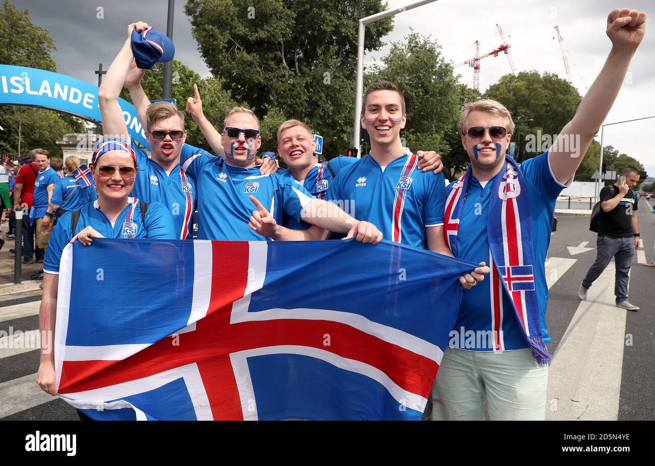 Iceland fans show their support outside the ground before the game ...