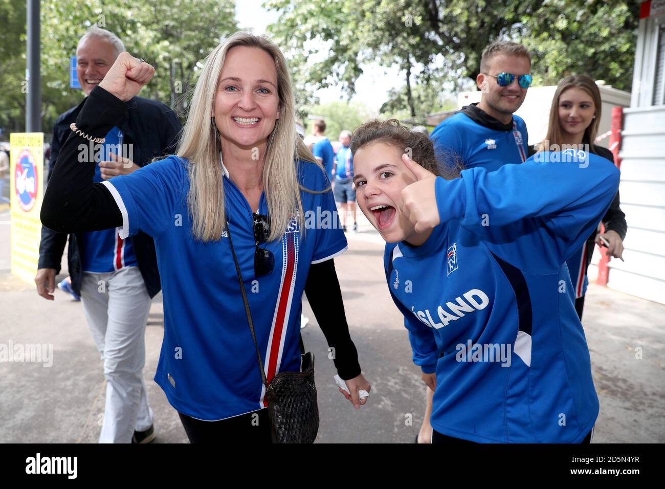 Iceland fans show their support outside the ground before the game ...