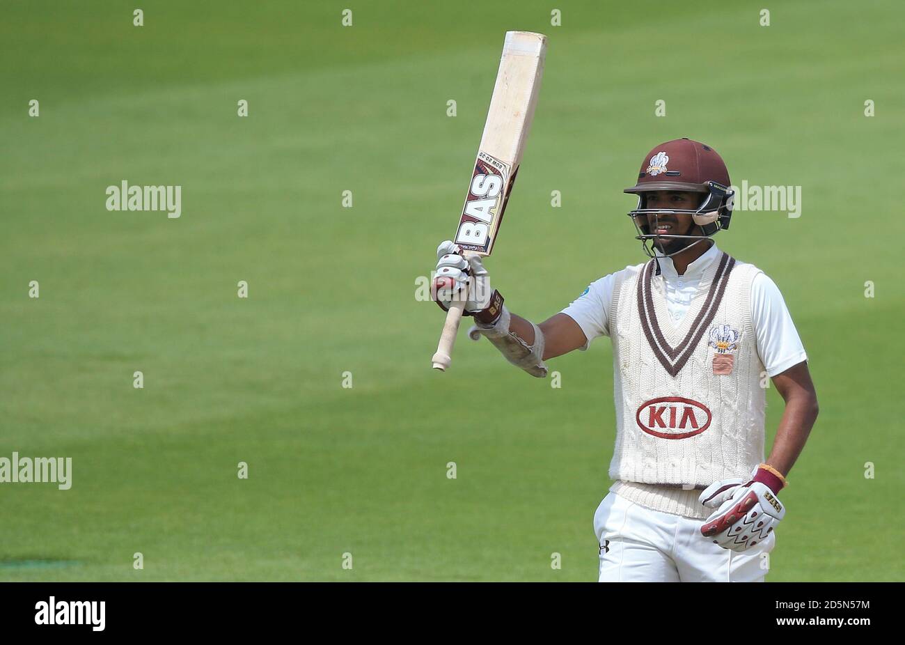 Surrey's Arun Harinath reaches his half century against Nottinghamshire ...
