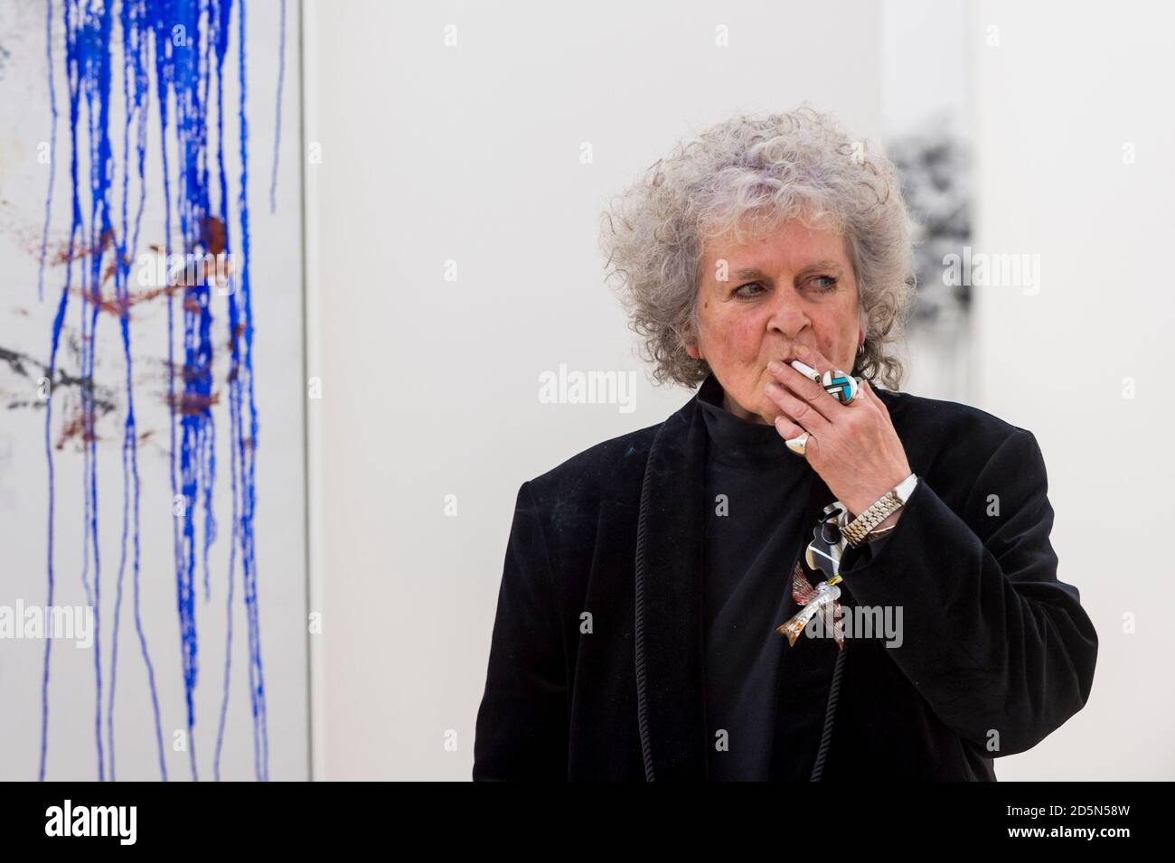 London, UK. 14 October 2020. Artist Maggi Hambling poses with her work ...