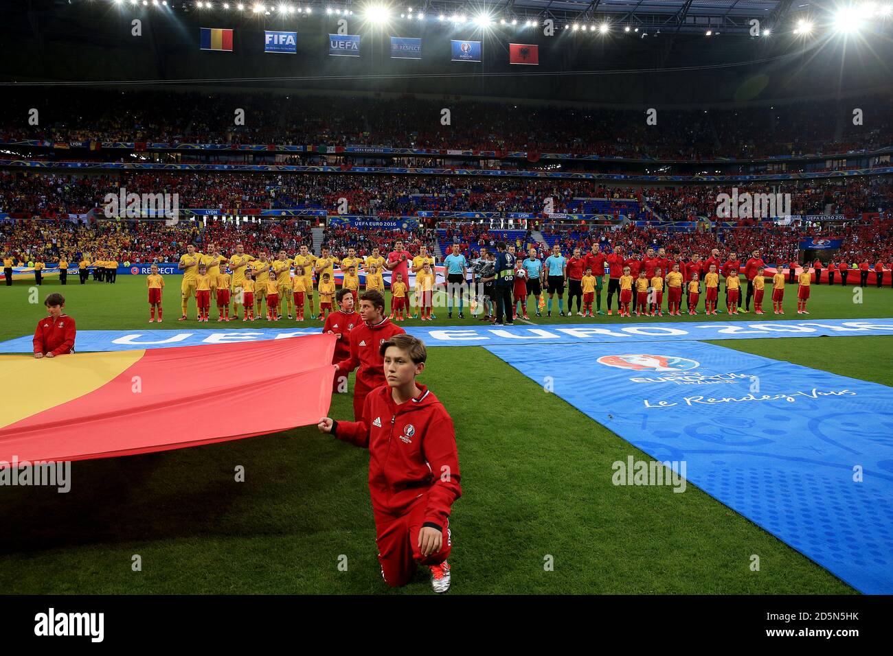 The two team's line-up before kick-off Stock Photo - Alamy