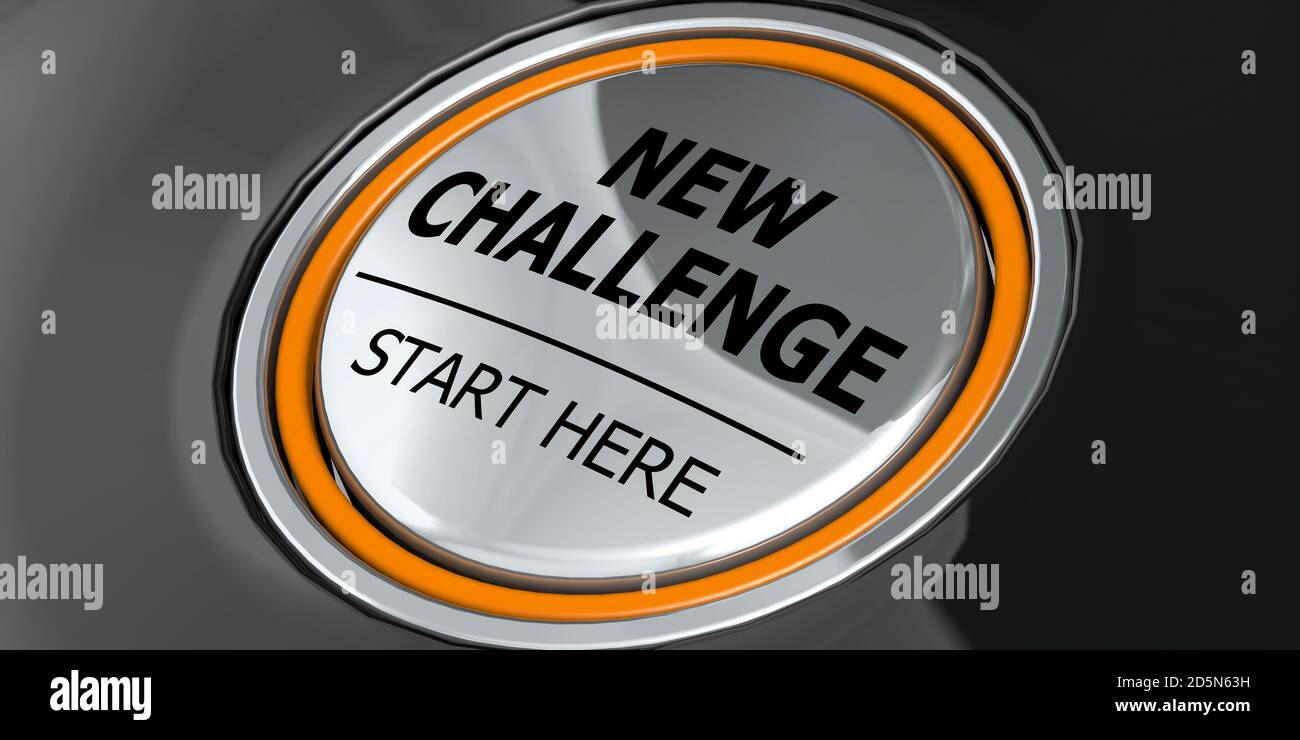 New challenge start here button on black background, 3d rendering Stock ...