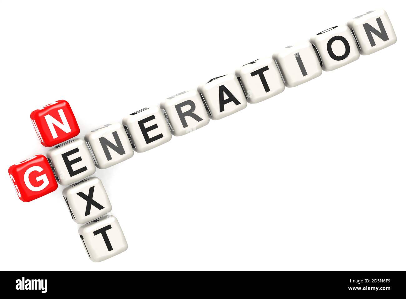 Next generation word concept on cube block isolated, 3d rendering Stock ...