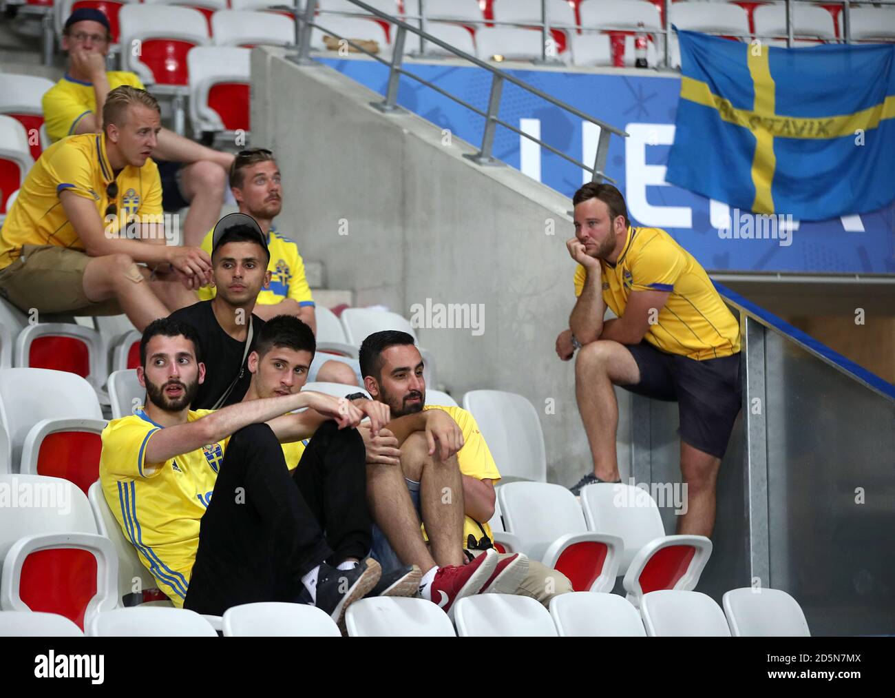 Sweden fans appear dejected in the stands after the final whistle Stock ...