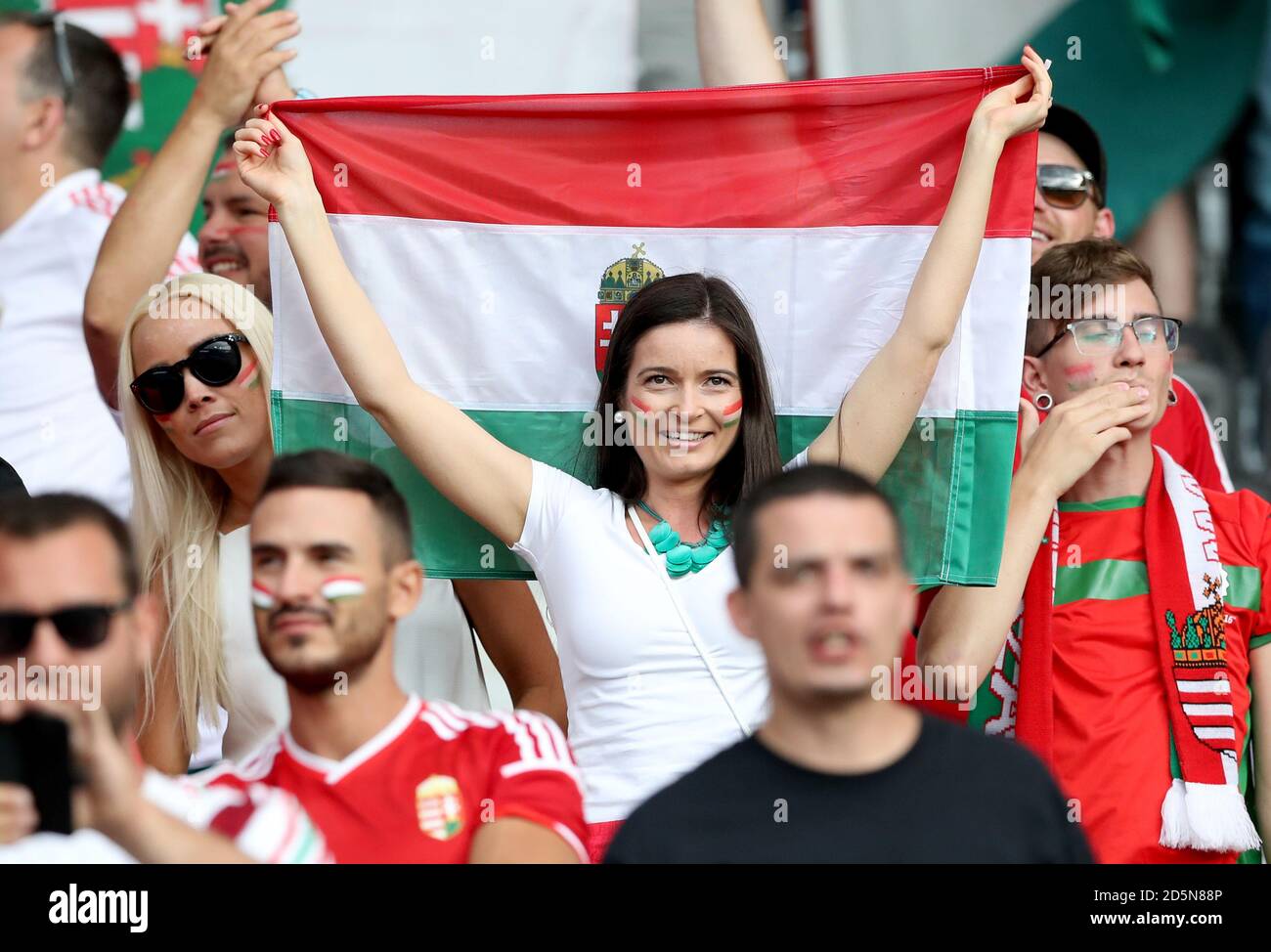 Hungary fans cheer on their side in the stands Stock Photo - Alamy