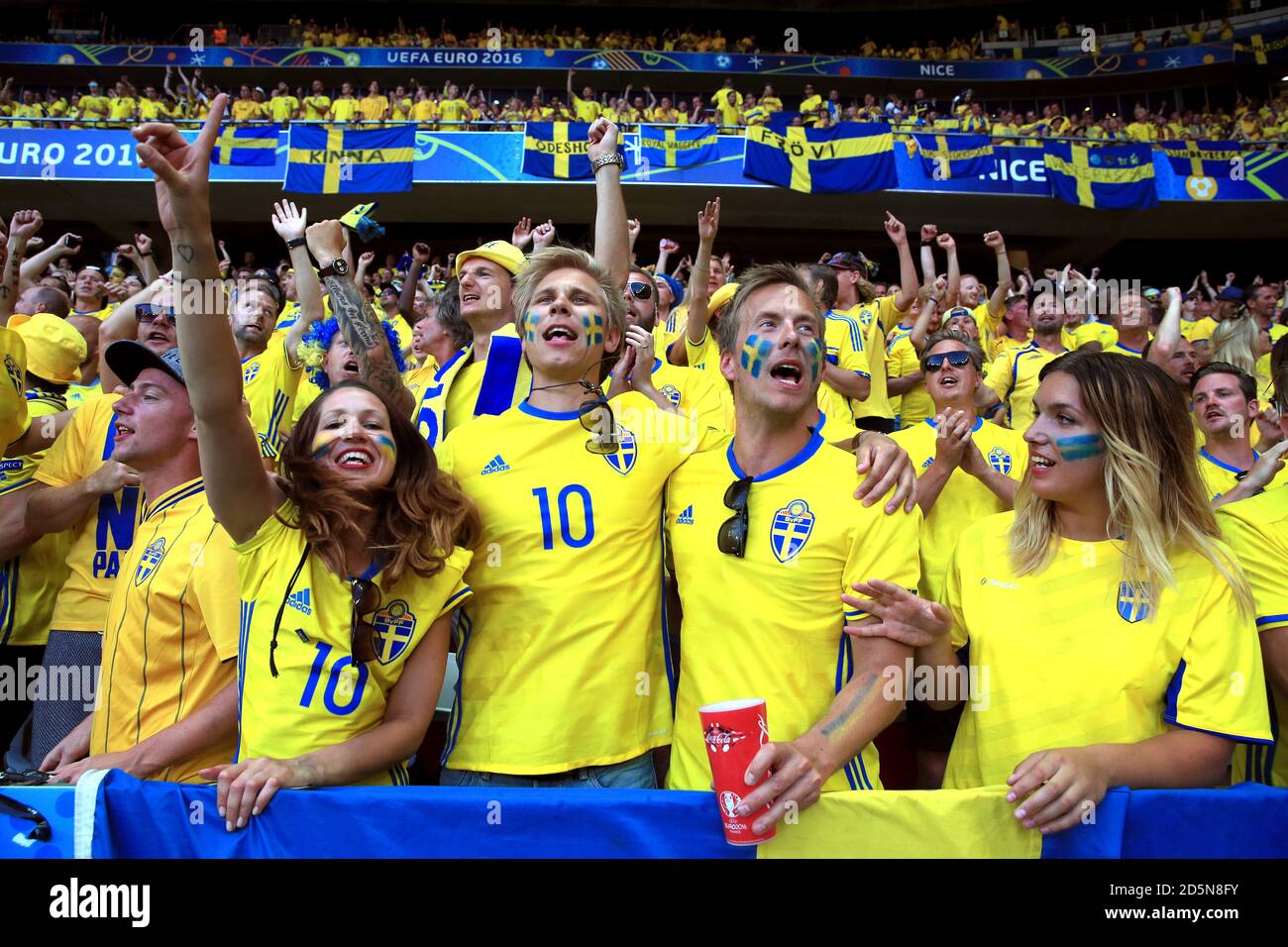 Sweden fans show support for their team Stock Photo - Alamy