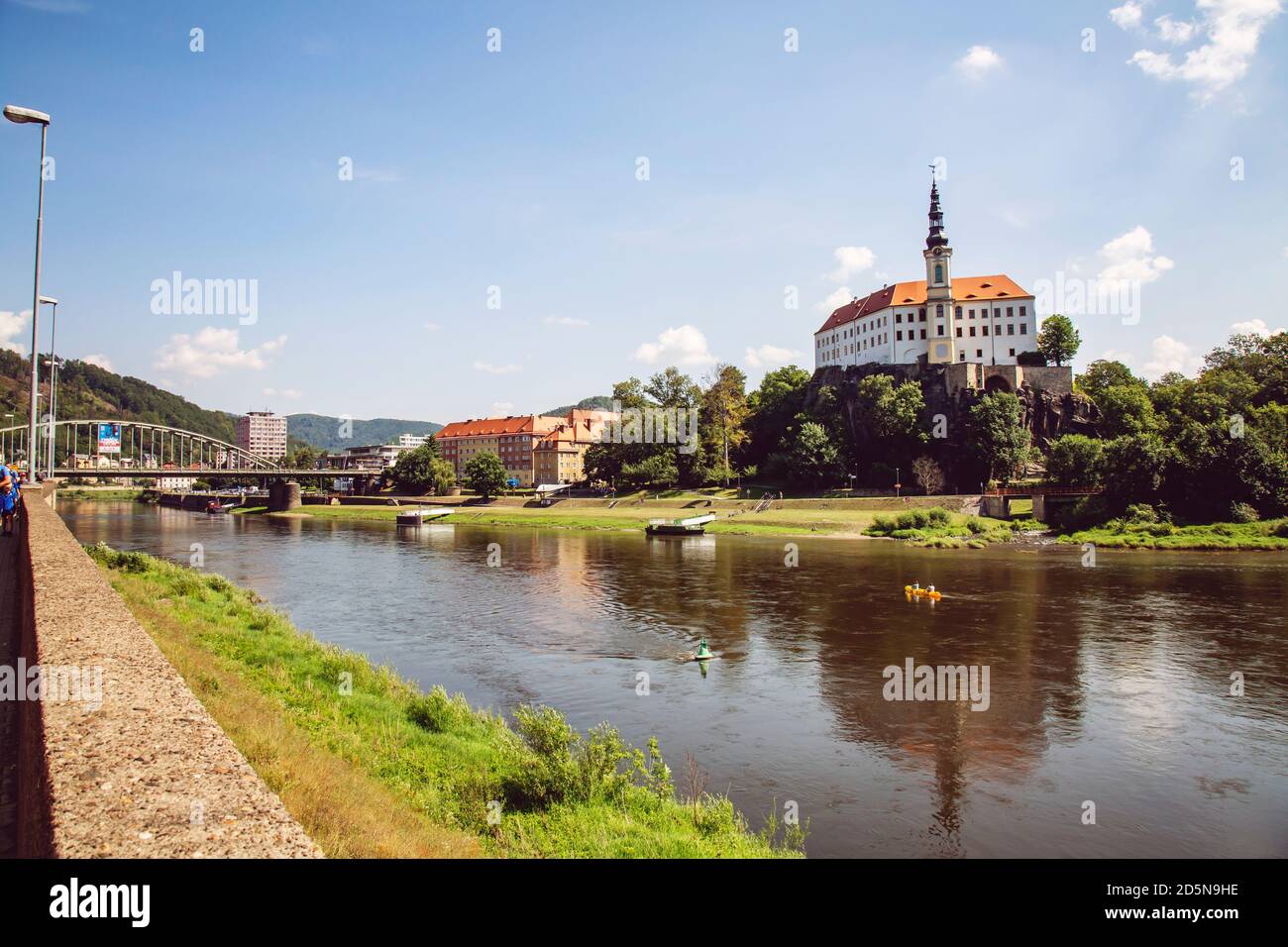 Decin castle with dramatic sky, Czech republic Stock Photo - Alamy