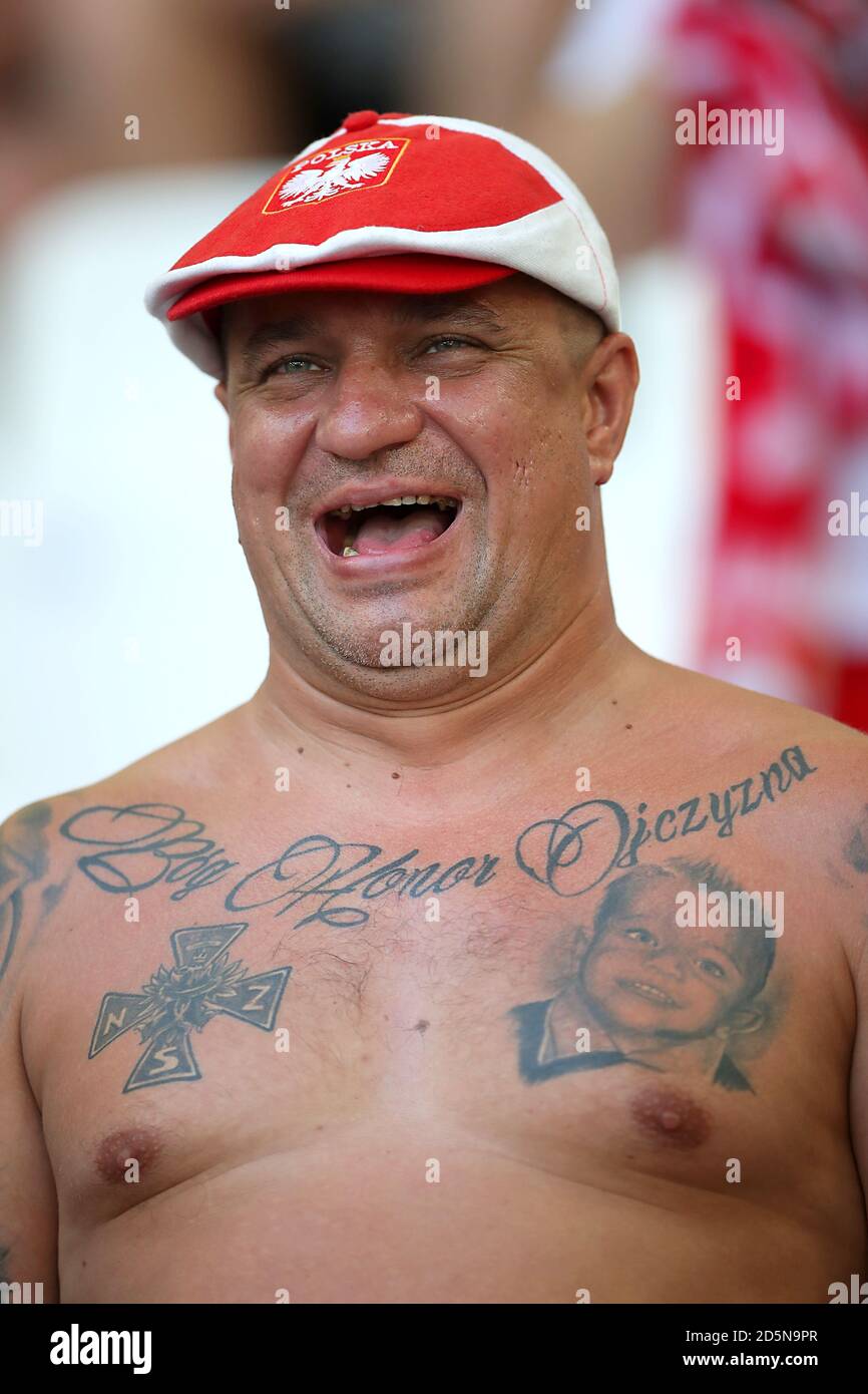 Poland fans in the stands Stock Photo - Alamy