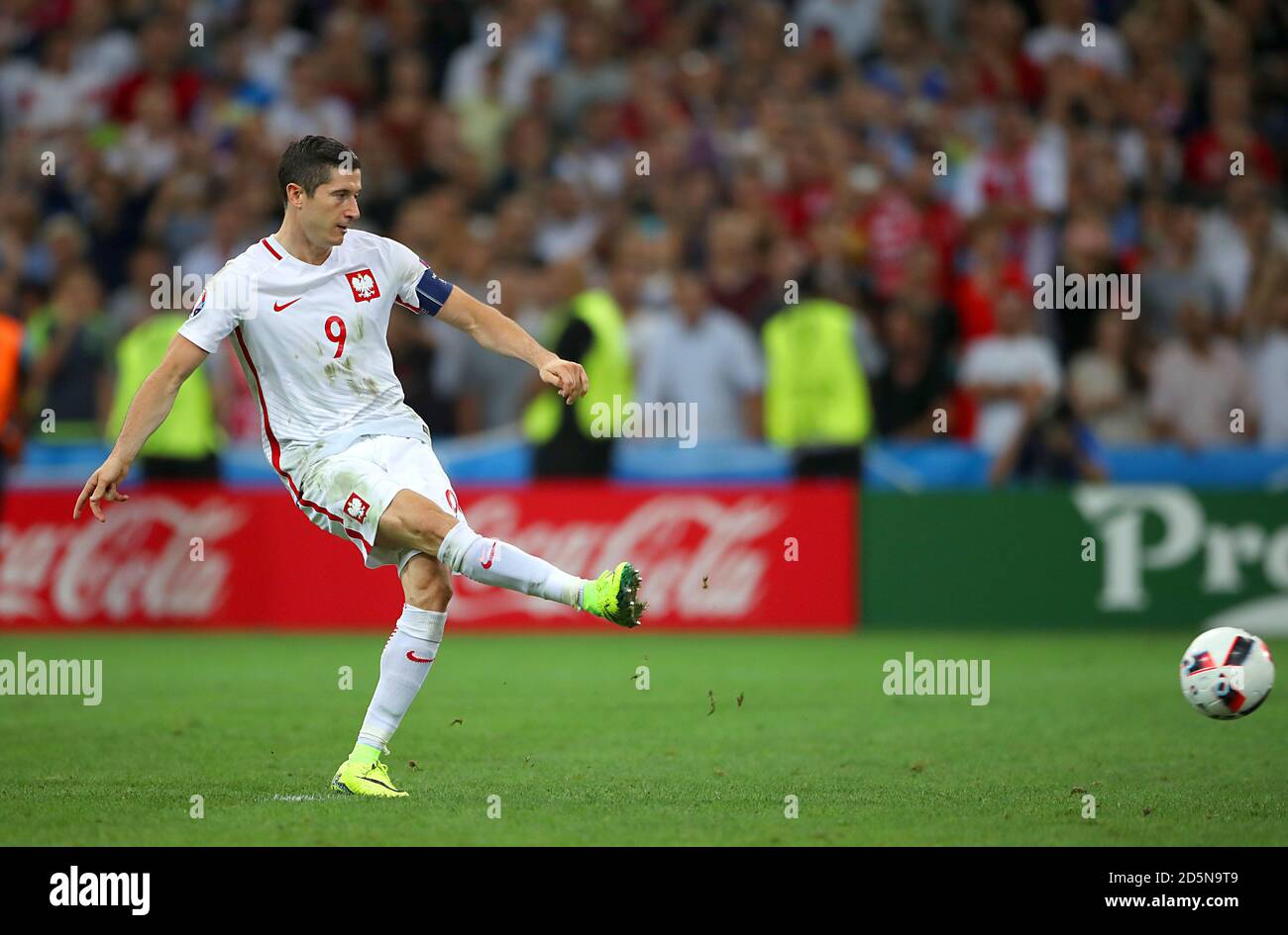 Poland's Robert Lewandowski takes his sides first penalty of the ...
