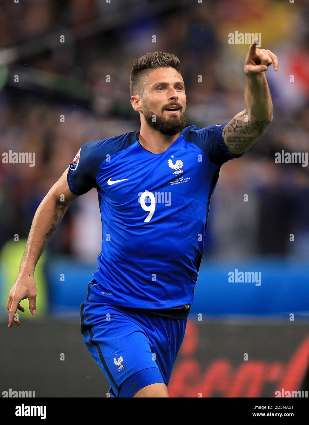 France's Olivier Giroud celebrates scoring their fifth goal of the game ...