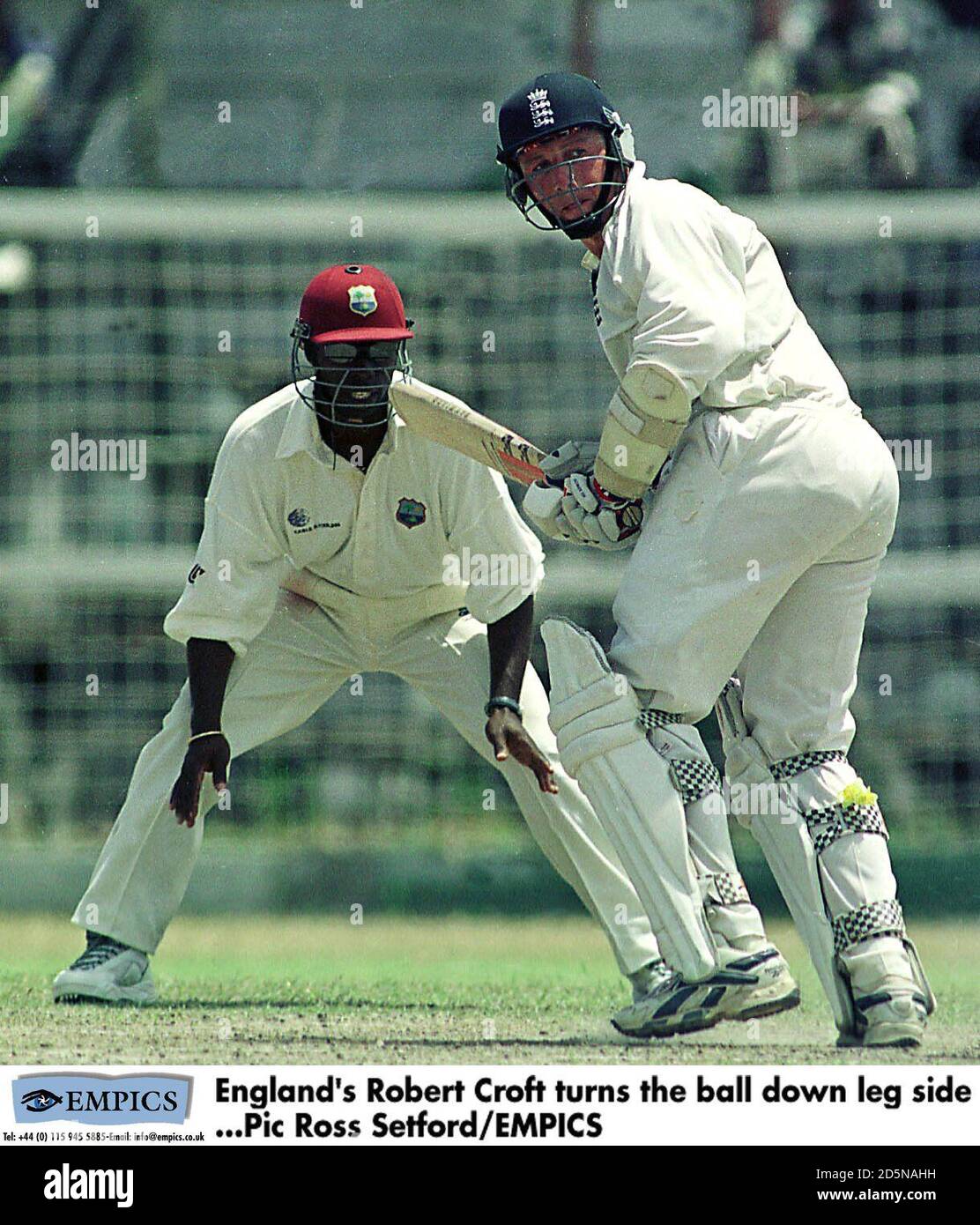 England's Robert Croft turns the ball down leg side Stock Photo - Alamy